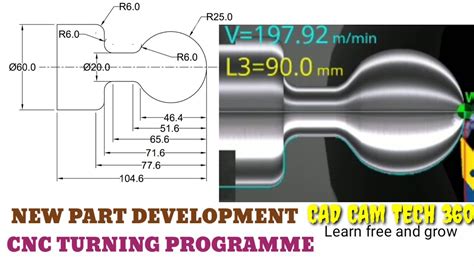 cnc turning programme part development radius programme youtube