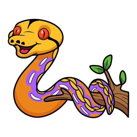 Desenho De Python Reticulado De Tigre Albino Roxo Bonito No Galho De