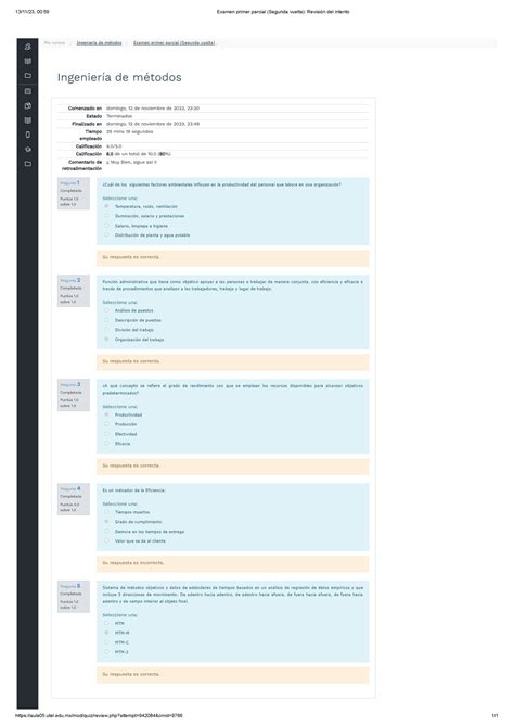 Examen Primer Parcial Segunda Vuelta Ingenieria De Metodos