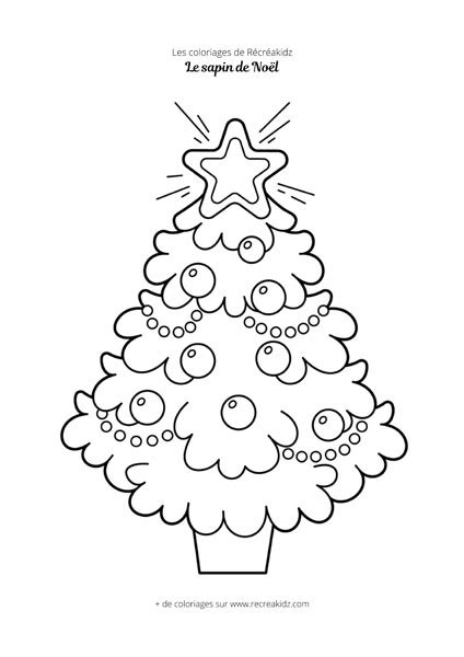 Coloriage sapin de Noël maternelle Dessin à colorier imprimer en PDF