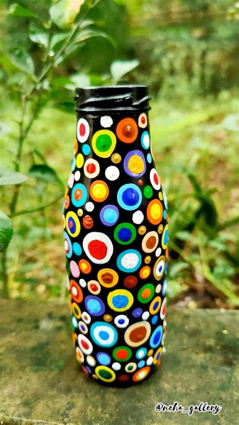 DIY Bottle Painting Using Dots Acrylic Painting On Bottle Simple