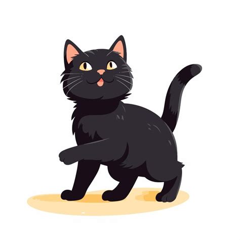 Lindo Gato De Dibujos Animados Vector Premium