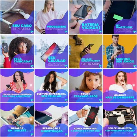 200 Arte Assistência Técnica Celular Legendas Canva Packs