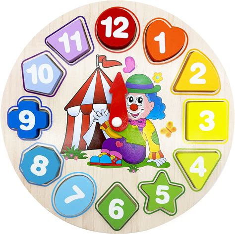 Reloj De Madera Educativo Para Aprender Las Horas Formas Colores Y