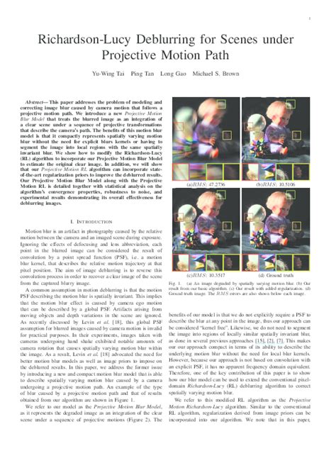 pdf richardson lucy deblurring for scenes under a projective motion path yu wing tai
