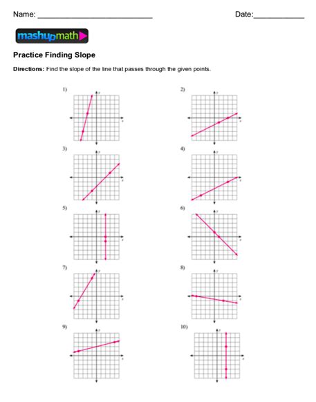 Slope Of A Line Worksheet Pdf