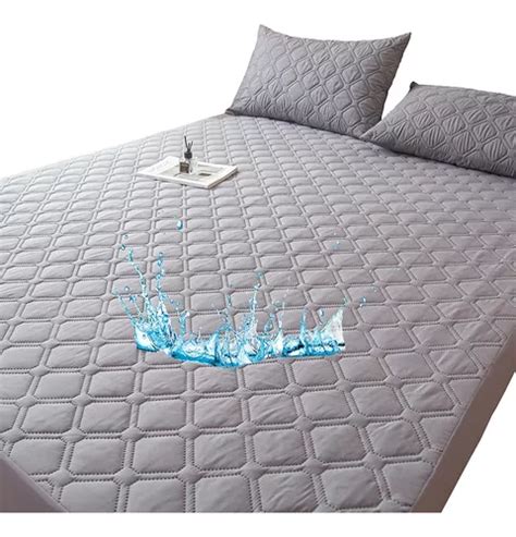 Protector De Colchón Impermeable Transpirable Queen Color Gris
