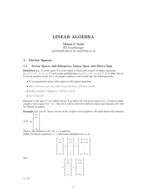 m tech notes pdf basis linear algebra linear subspace