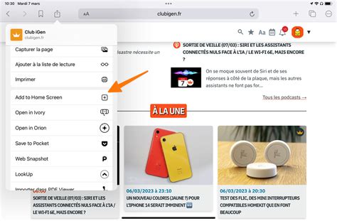 iOS 16 4 comment ajouter l icône d un site web sur votre écran d