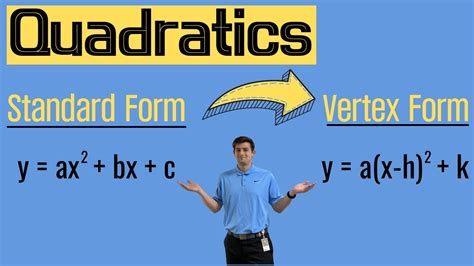 quadratics standard form to vertex form youtube