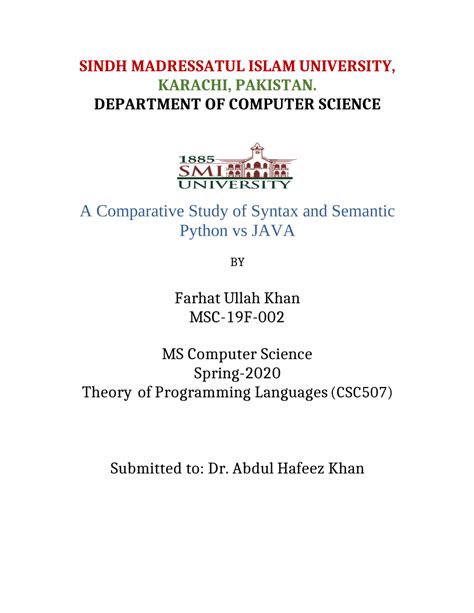 pdf computer science spring 2020 theory of programming languages csc507