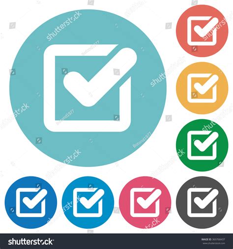 Flat Checkbox Icon Set On Round Stock Vector Royalty Free
