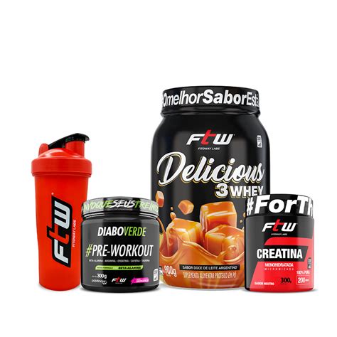 Kit Delicious 3Whey Doce De Leite Argentino 900g Creatina 300g E