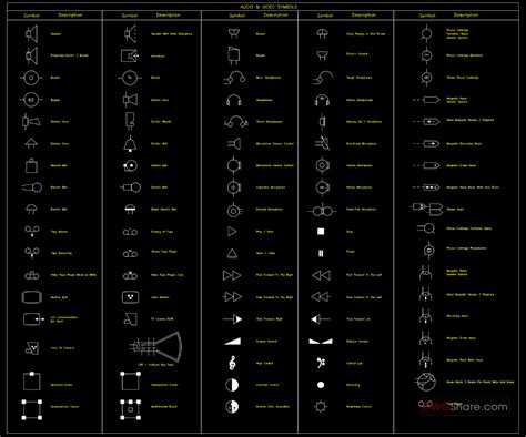 Audio And Video Symbols Autocad Blocks
