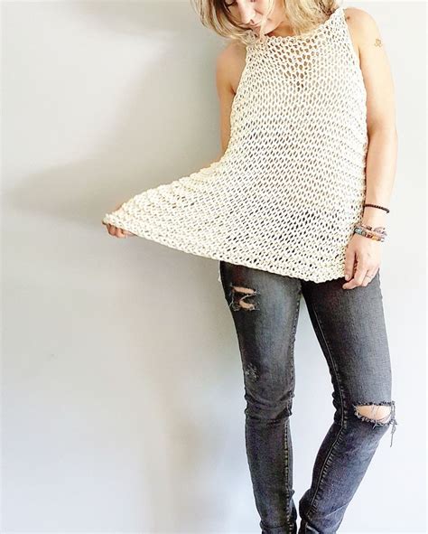 Knit Pattern For The Loosey Goosey Tank Top Easy Knitting Etsy Hemd