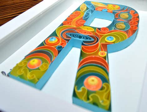 R Quilled Wall Paper Art Letter R Quilling Paper Art