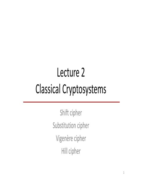 classical cryptosystems shift cipher substitution cipher vigenère cipher hill cipher pdf