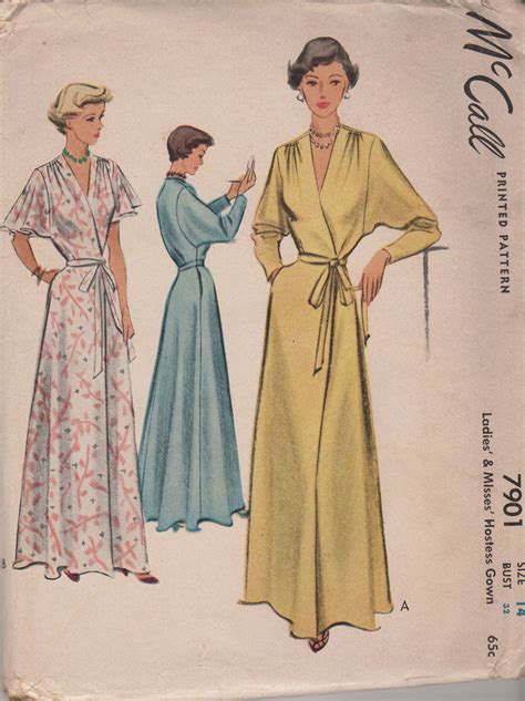 McCall 7901 Misses Robe Or Hostess Gown 1950 1950 Sewing Patterns