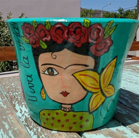 Maceta Frida Viva La Vida Macetas Pintadas Bolsas De Regalo