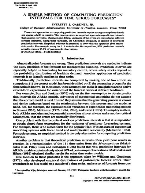 a simple method of computing prediction intervals pdf forecasting time series