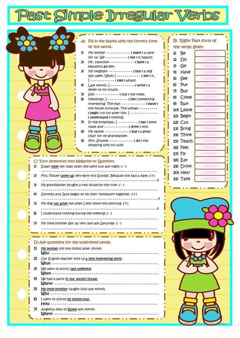 Past Simple Irregular Verbs English Esl Worksheets For Distance