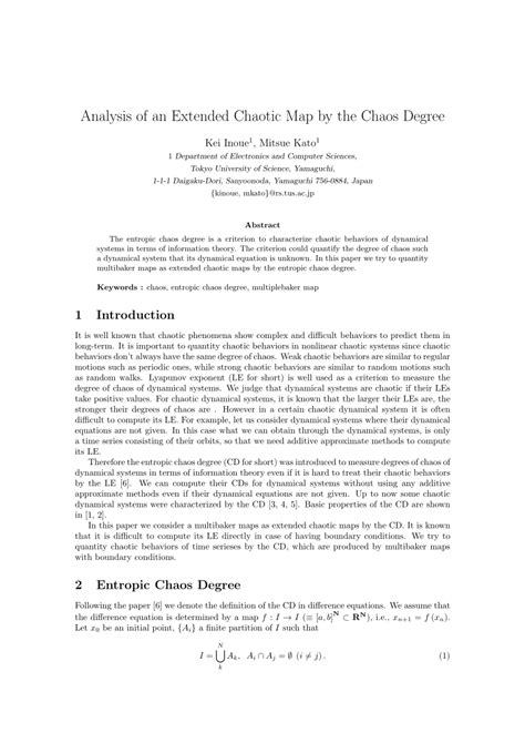 pdf analysis of an extended chaotic map by the chaos degree
