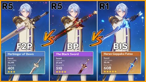 Ayato Weapon Comparison Harbinger Of Dawn R5 Vs The Black Sword R5