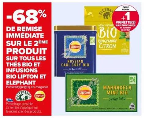 Promo Th S Bio Et Infusions Bio Lipton Et L Phant Chez Carrefour