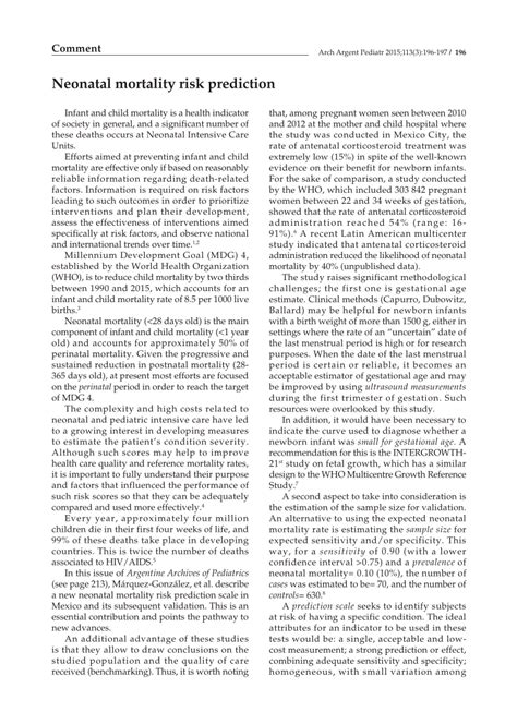 pdf neonatal mortality risk prediction
