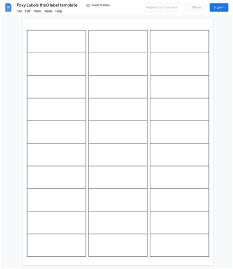 Avery 8160 Label Template For Google Docs Sheets Address Label