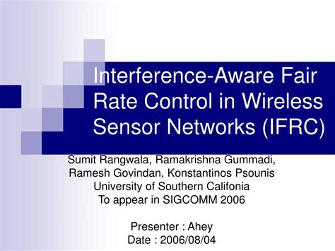 ppt interference aware fair rate control in wireless sensor networks ifrc powerpoint