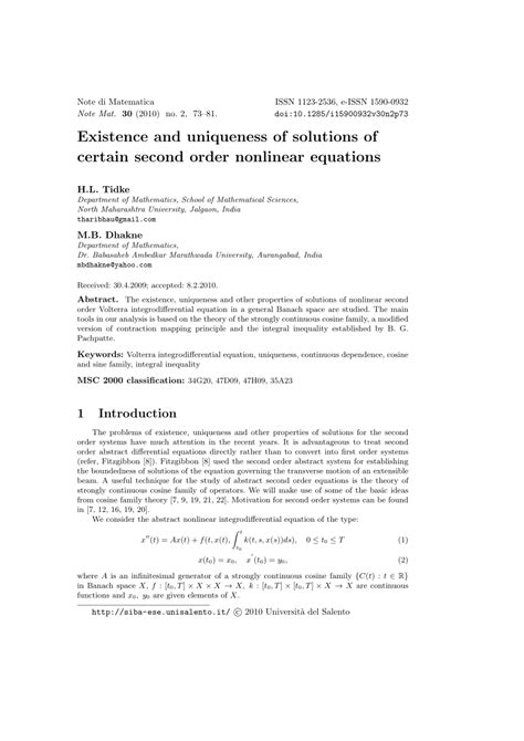 existence and uniqueness theorem for first order nonlinear equations