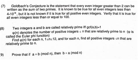 solved 7 goldbach s conjecture is the statement that every