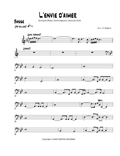 L Envie D Aimer Score Only Arr D Gagnon By Davitt Sigerson Sheet