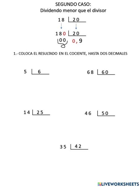 Ejercicio De Dividendo Menor Que El Divisor Multiplos Y Divisores