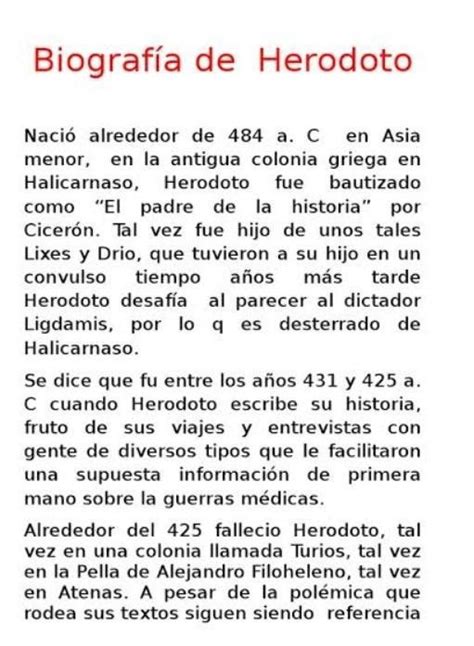 HELP ME GENTE PORFA HELP HELP Necesito una biografía de Heródoto quien