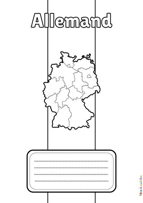 Page de garde Allemand à imprimer pour cahiers