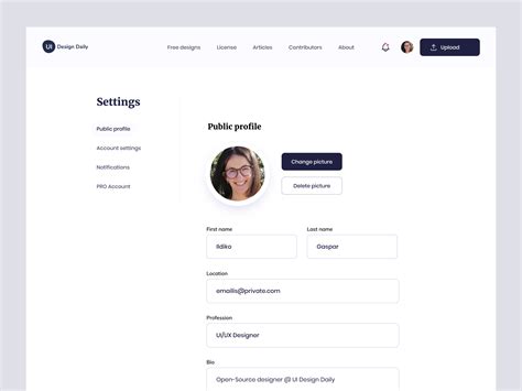 Ui Design Daily Profile Settings