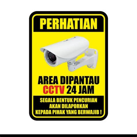 Stiker VINYL 15x20 PERHATIAN AREA DIPANTAU KAMERA CCTV 24JAM STICKER