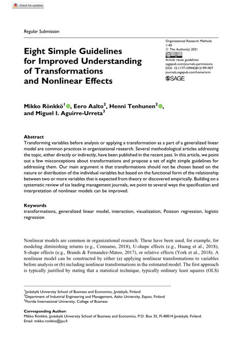 pdf eight simple guidelines for improved understanding of transformations and nonlinear effects