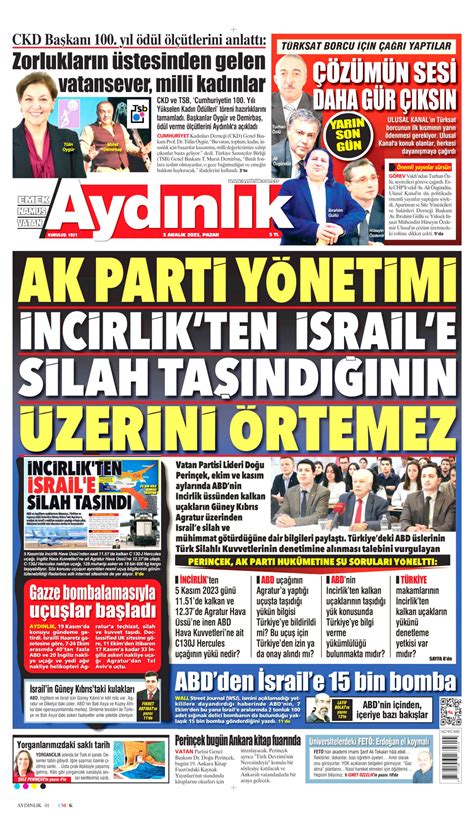 Aydınlık Gazetesi Aydınlık Manşet Oku Haberler 03 Aralık 2023