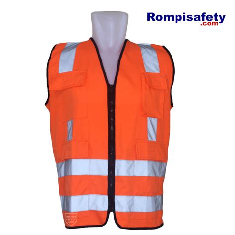 Rompi Safety Drill Oranye Orange 4 Kantong Rompi Safety Rompi