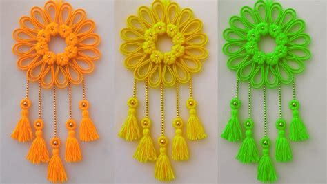 Easy Woolen Flower Wall Hanging Using Plastic Bottle Woolen Thread