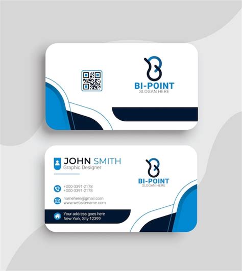 Carte De Visite Bleue Et Blanche Gratuite Vecteur Premium