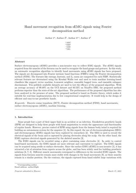 pdf hand movement recognition from semg signals using fourier decomposition method