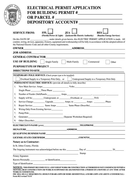 Electrical Permit Application St Johns County Government Fill Out And
