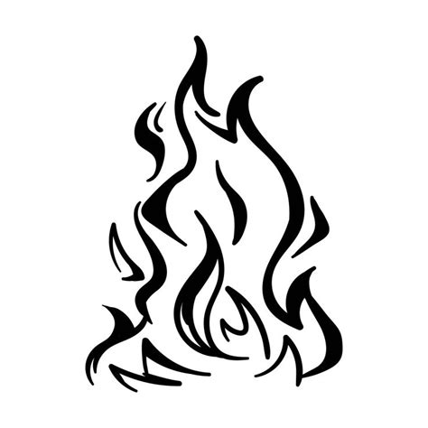 A Black And White Drawing Of A Flame