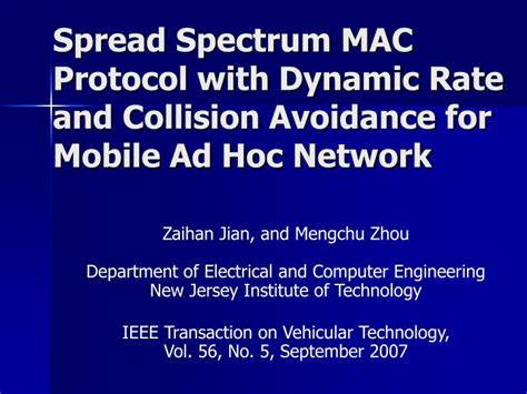 ppt spread spectrum mac protocol with dynamic rate and collision avoidance for mobile ad hoc