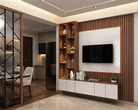 42 Inch TV Unit With Open Shelves Livspace