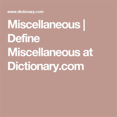 Miscellaneous Meaning